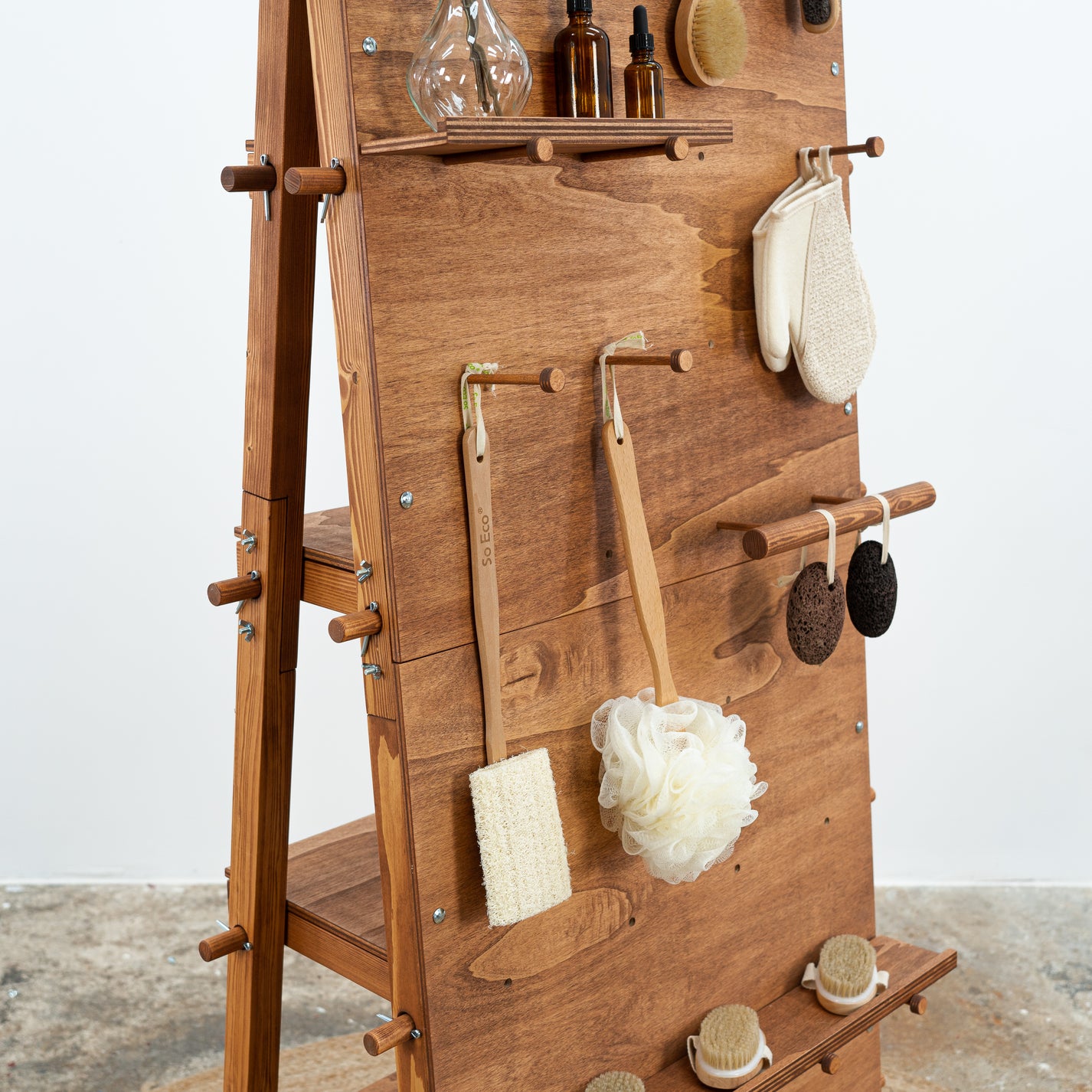 Portable A-frame shelving with pegboard VP-01-CF | coffee color – Milimetry