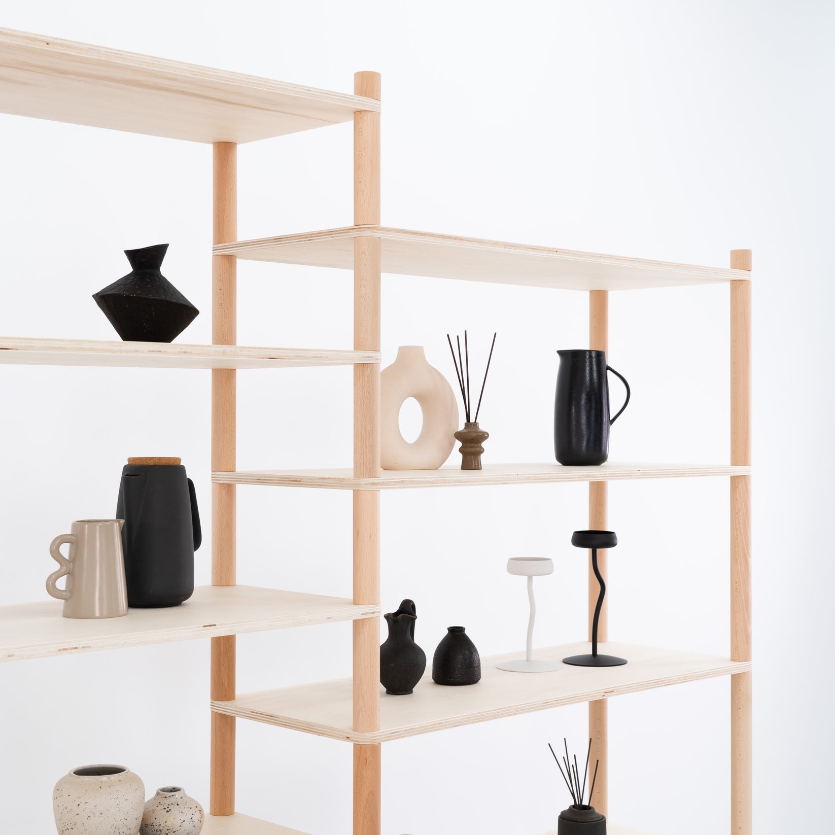 Double Display Shelf BS-02 Natural | Modular Beech Unit – Milimetry