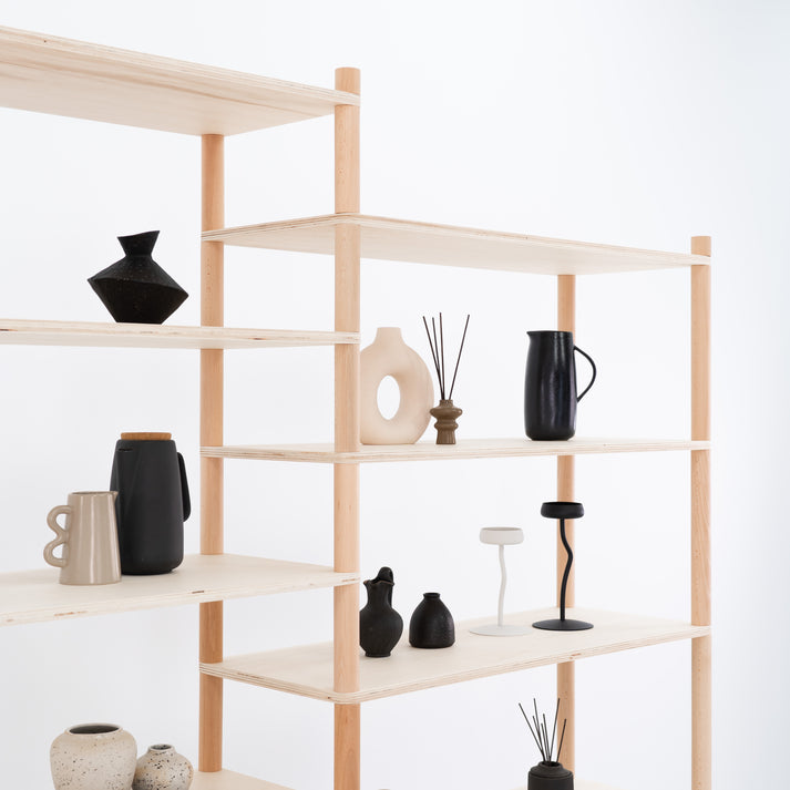 BAMBUK Double Display Shelf – Modular Beech Retail Unit – Milimetry