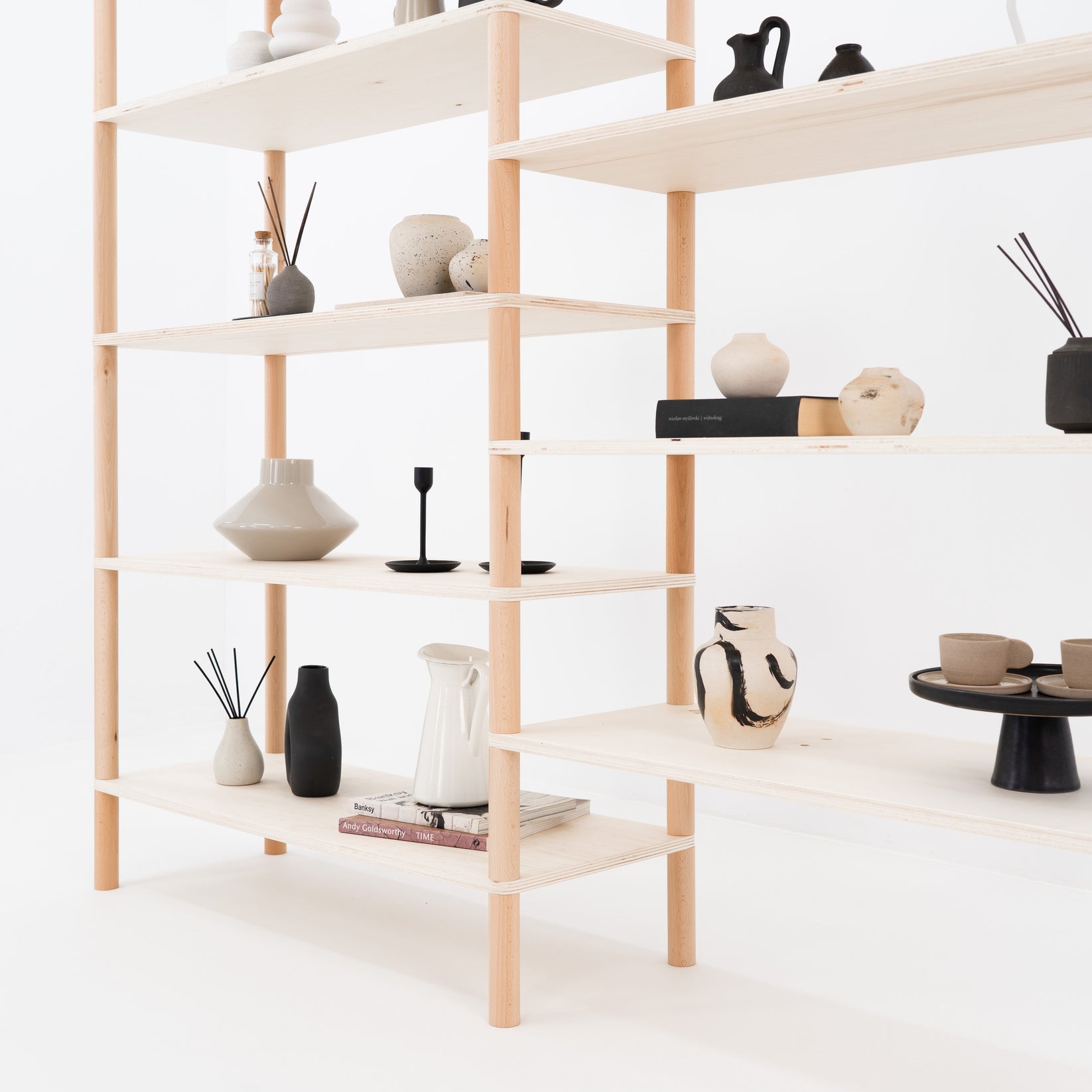 BAMBUK Double Display Shelf – Modular Beech Retail Unit – Milimetry