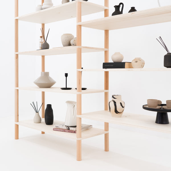 BAMBUK Double Display Shelf – Modular Beech Retail Unit – Milimetry