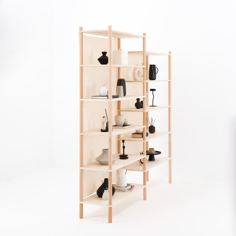 BAMBUK Double Display Shelf – Modular Beech Retail Unit – Milimetry