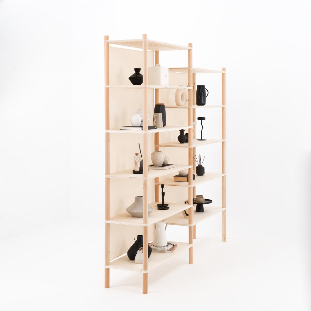 BAMBUK Double Display Shelf – Modular Beech Retail Unit – Milimetry