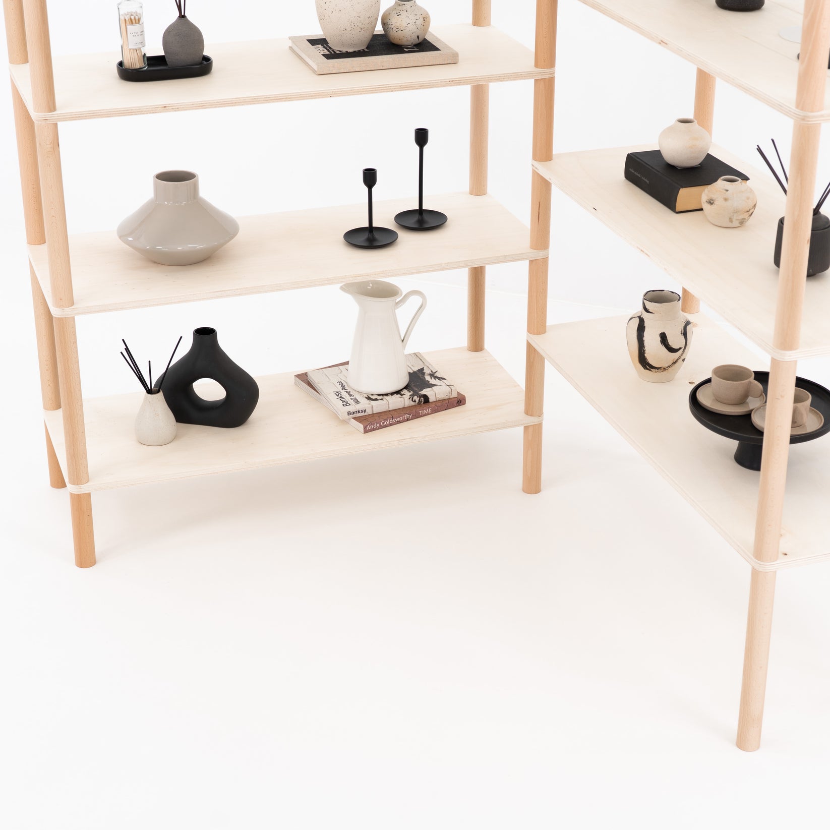 BAMBUK Double Shelving Unit – Corner Display for Space-Saving Retail ...