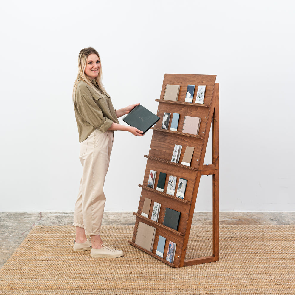 Coffee Dual Magazine Display – Portable Wooden Stand for Catalogs ...