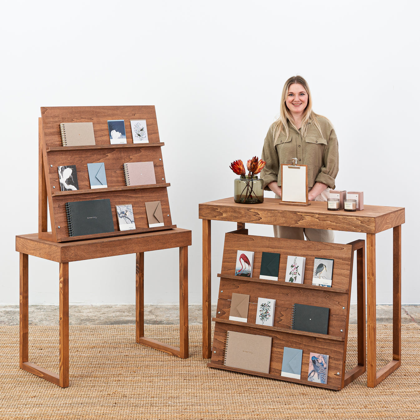 Coffee Dual Magazine Display – Portable Wooden Stand for Catalogs ...