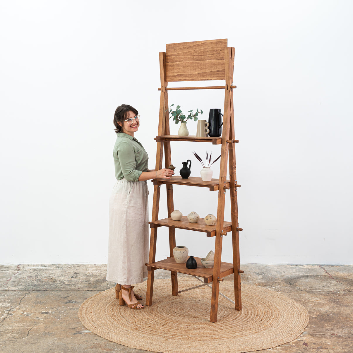 Coffee A-Frame 4-Tier Wooden Display Shelf – Portable Retail Stand by ...