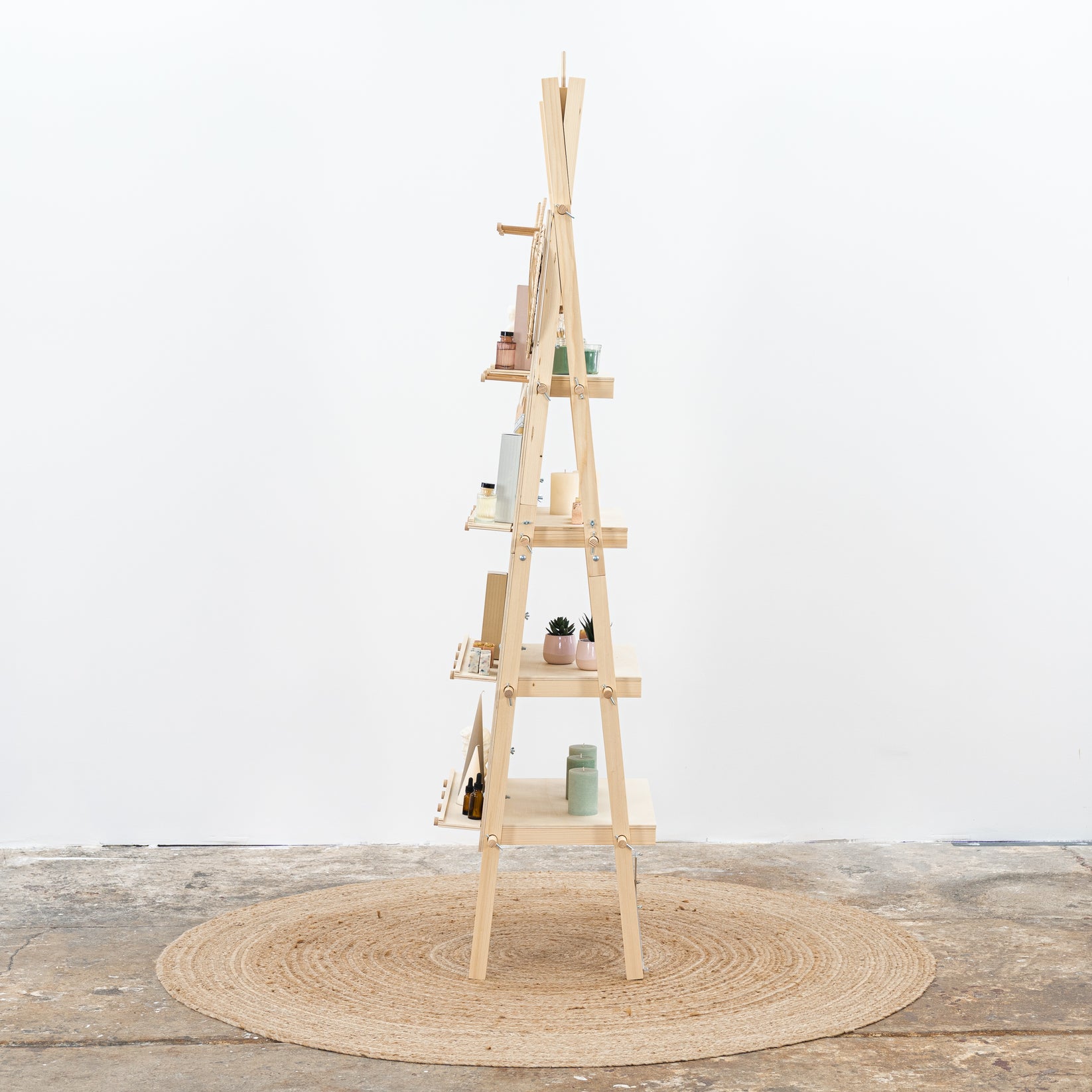 Portable A-frame shelving with pegboard VP-01-NT | coffee color – Milimetry