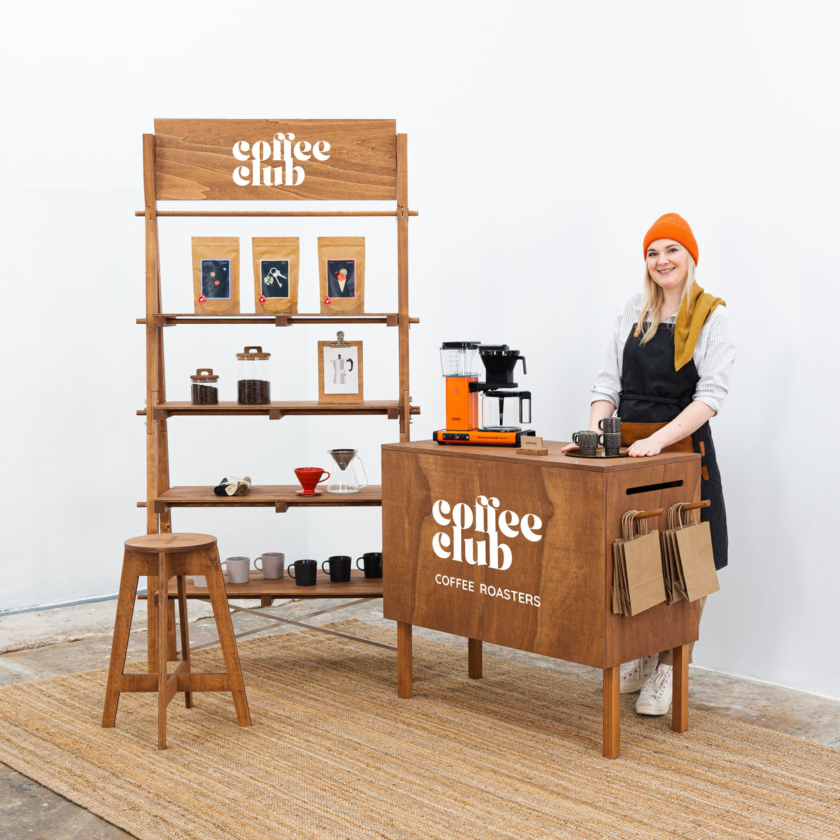 Complete Trade Show Display Set | Coffee Finish Booth with Shelves ...