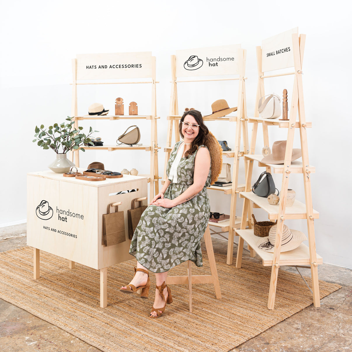 Modular Trade Show Booth Set with Counter, Shelves & Stool | Dark Wood ...