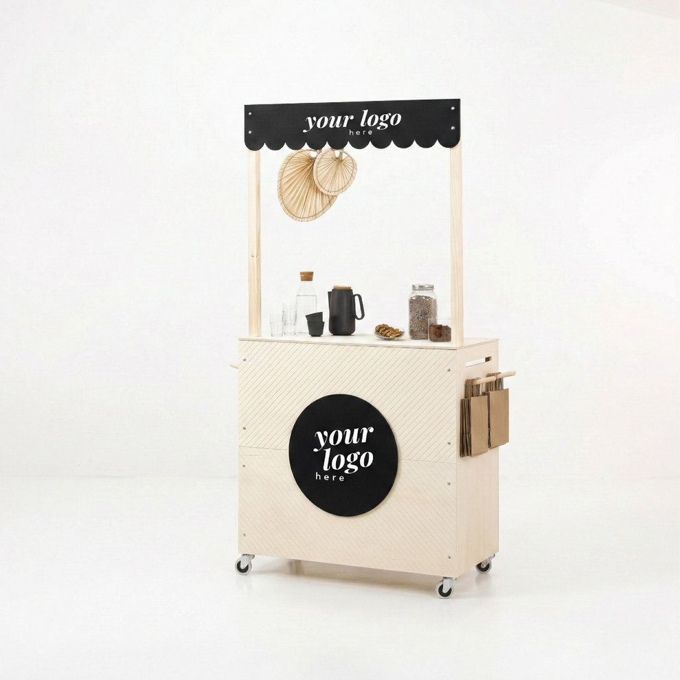 Mobile Kiosk Cart – Natural Wood for Trade Fairs & Booths – Milimetry