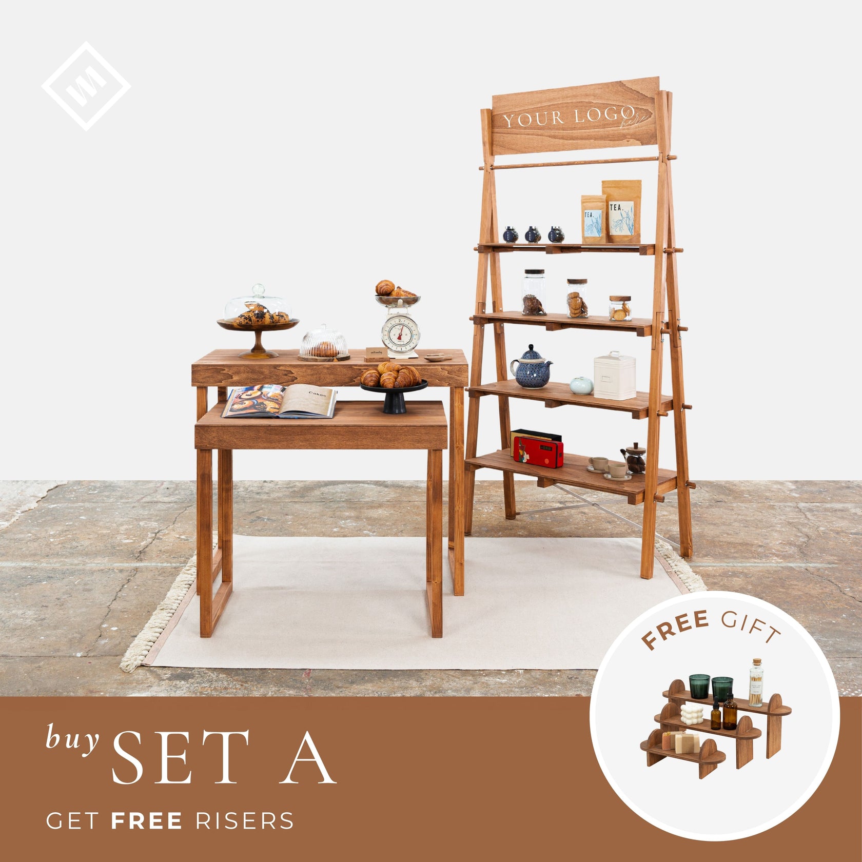 SET Amsterdam CF: Vendor pop up set with 2 tables VC-15 and VS-03 shel ...