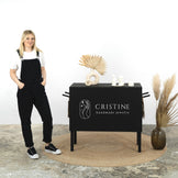 Black Portable Checkout Counter with Storage – Event & Retail POS Stand ...