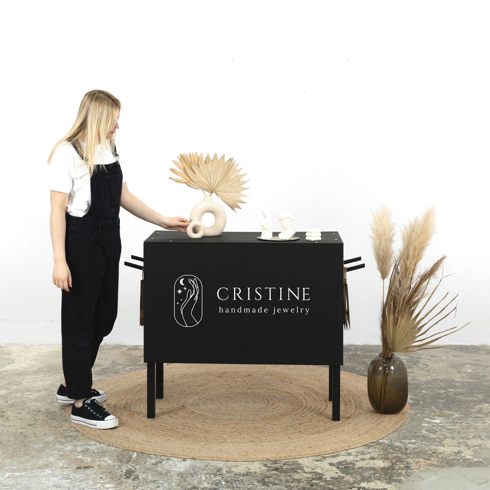 Black Portable Checkout Counter with Storage – Event & Retail POS Stand ...