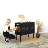 Black Portable Checkout Counter with Storage – Event & Retail POS Stand ...