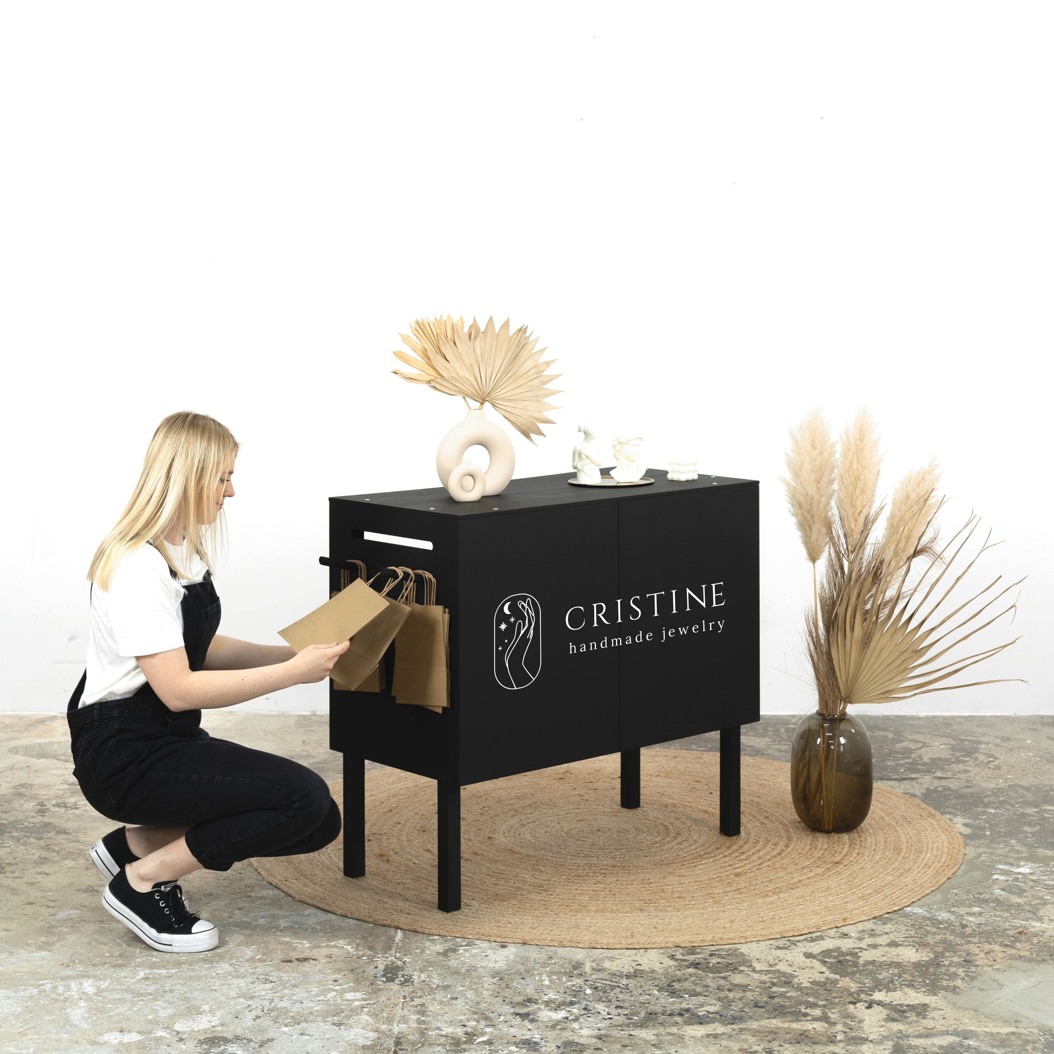 Checkout counter VC-03-BL in black color | collapsible portable vendor ...