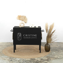 Black Portable Checkout Counter with Storage – Event & Retail POS Stand ...