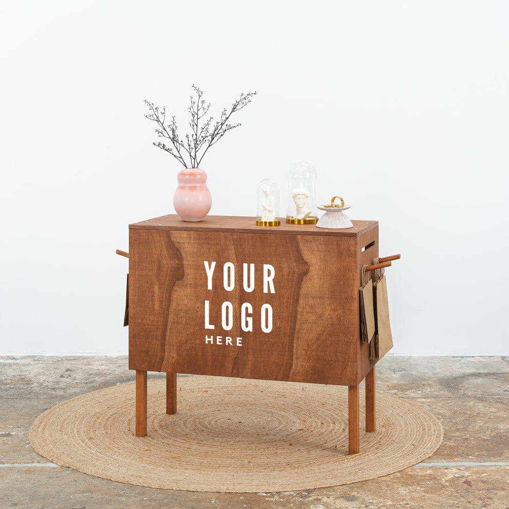 Coffee Brown Checkout Counter for Events | Collapsible Retail Check ...