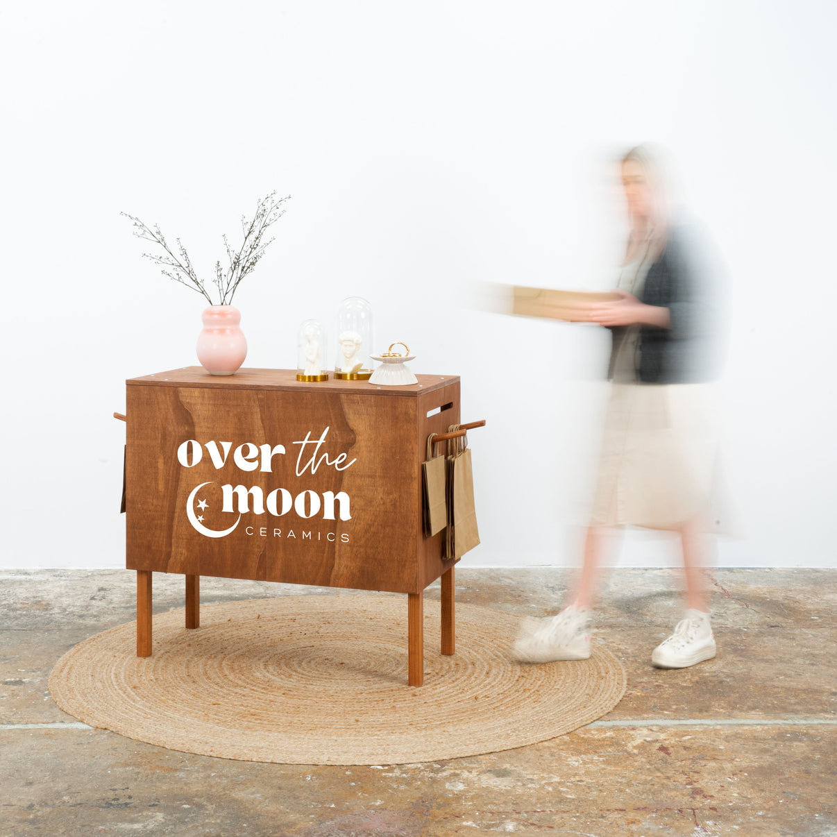 Coffee Brown Checkout Counter for Events | Collapsible Retail Check ...