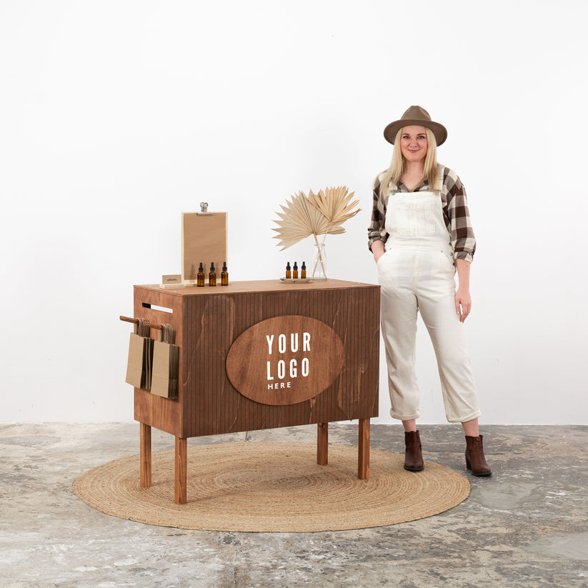 Collapsible Coffee Wooden Checkout Counter with Logo | Trade Show ...