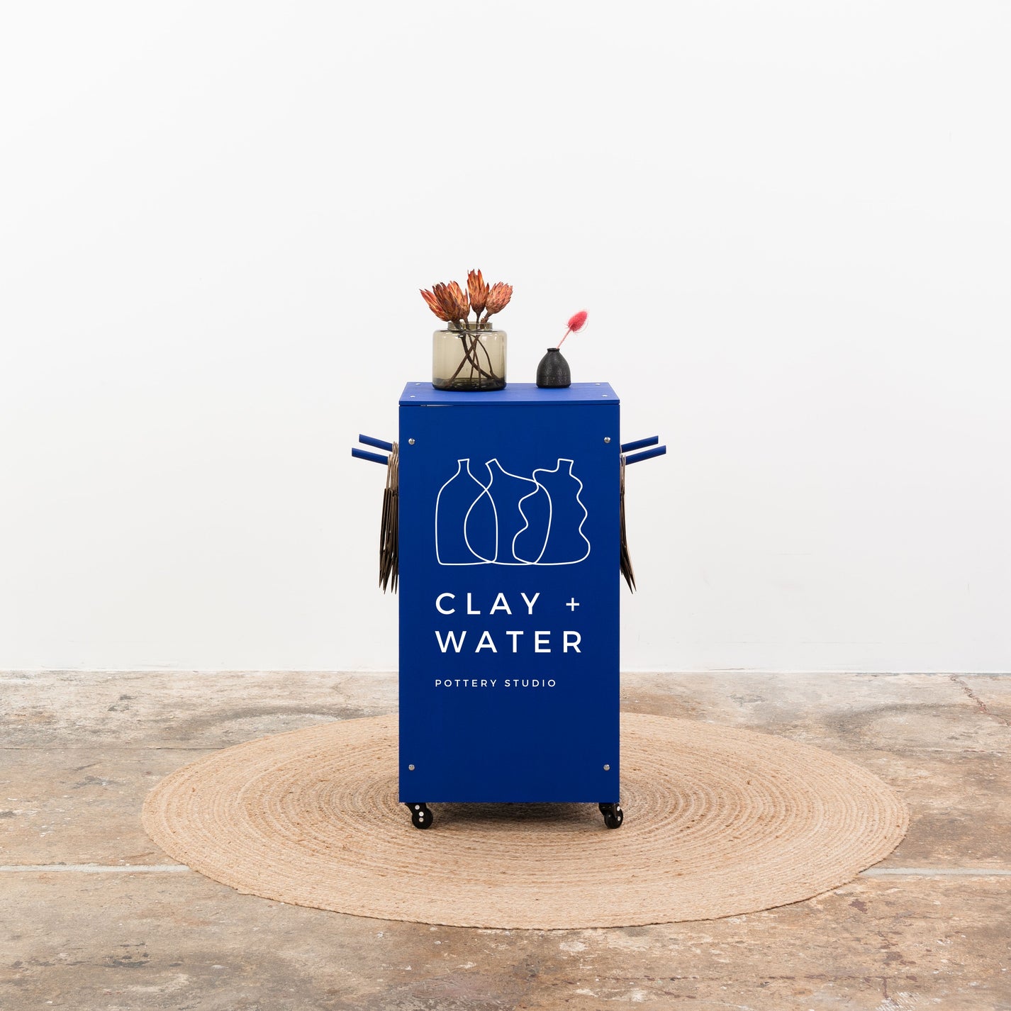 Compact Branded Event Podium – Portable Counter with Storage on Wheels ...