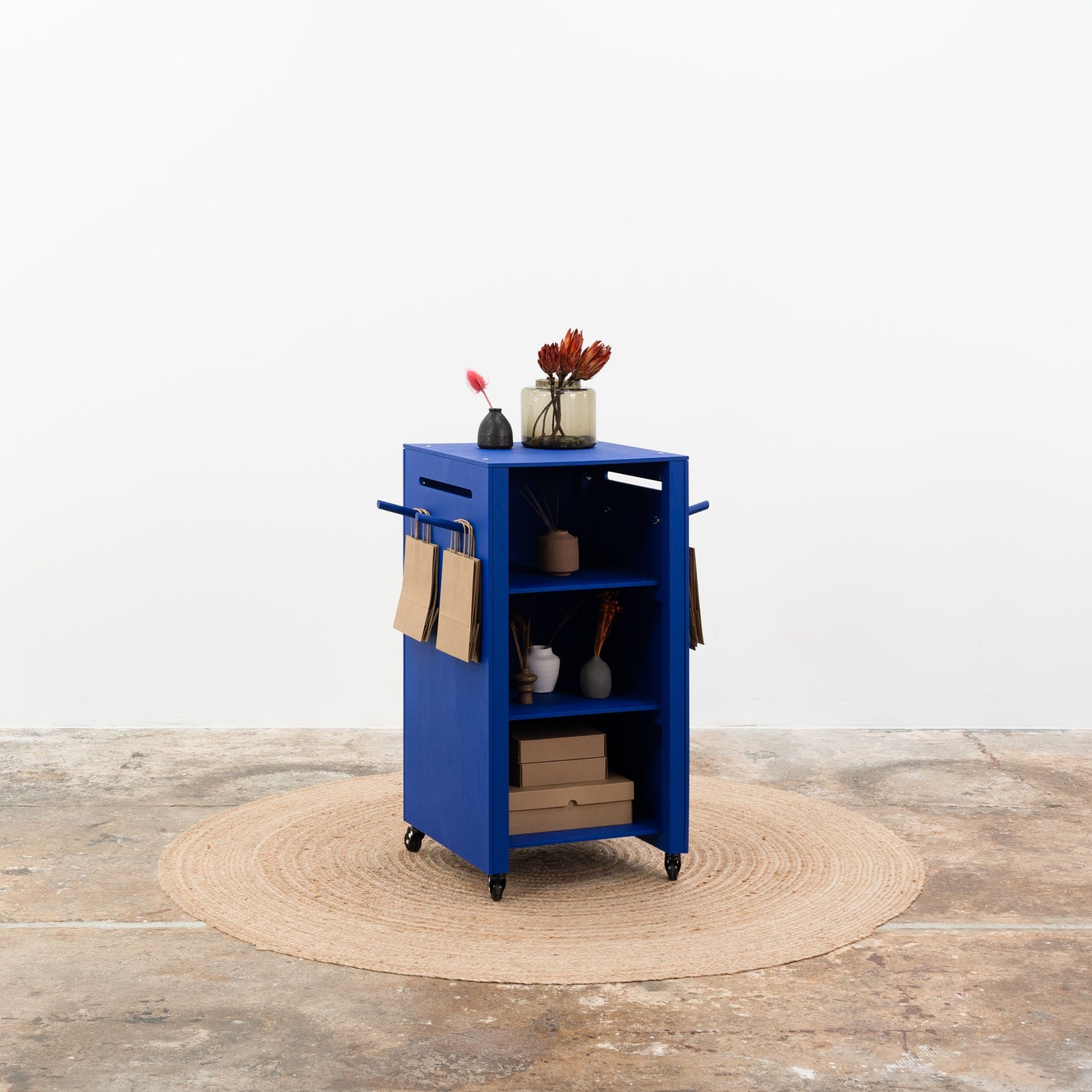 Compact Branded Event Podium – Portable Counter with Storage on Wheels ...