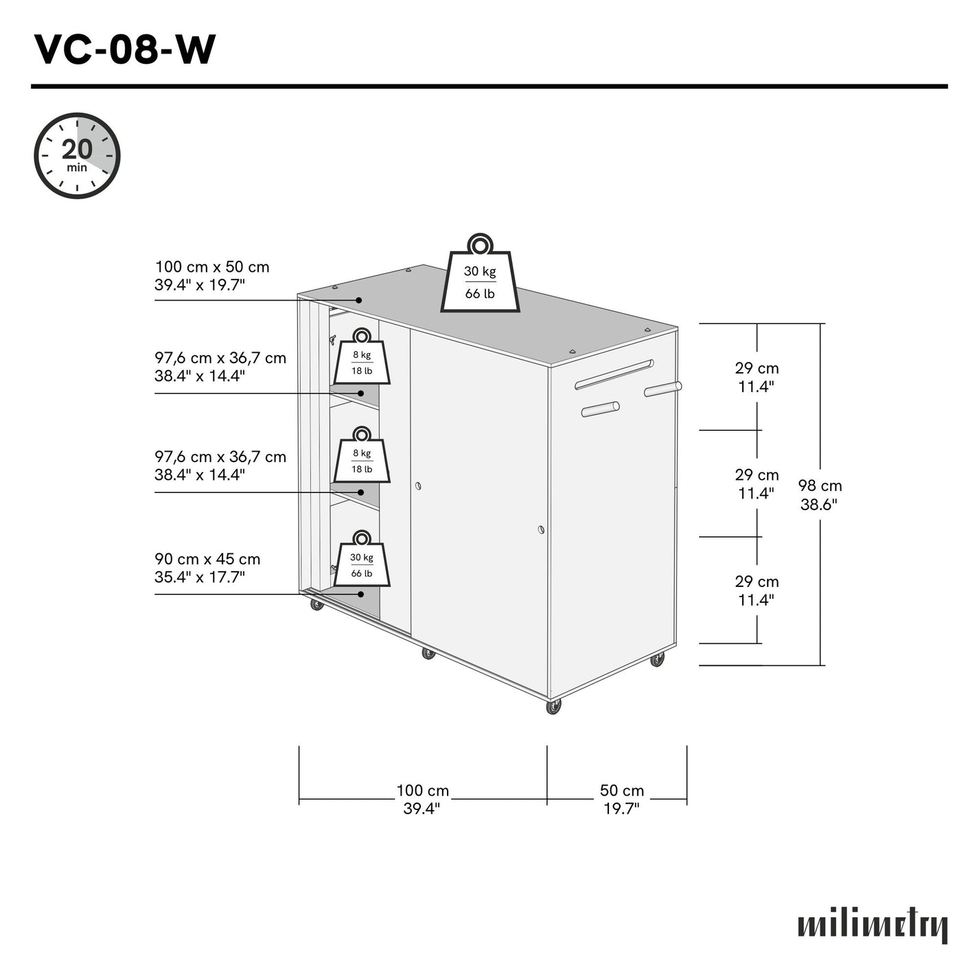 Custom Color Checkout Stand VC-08-W – Modular Retail Display – Milimetry