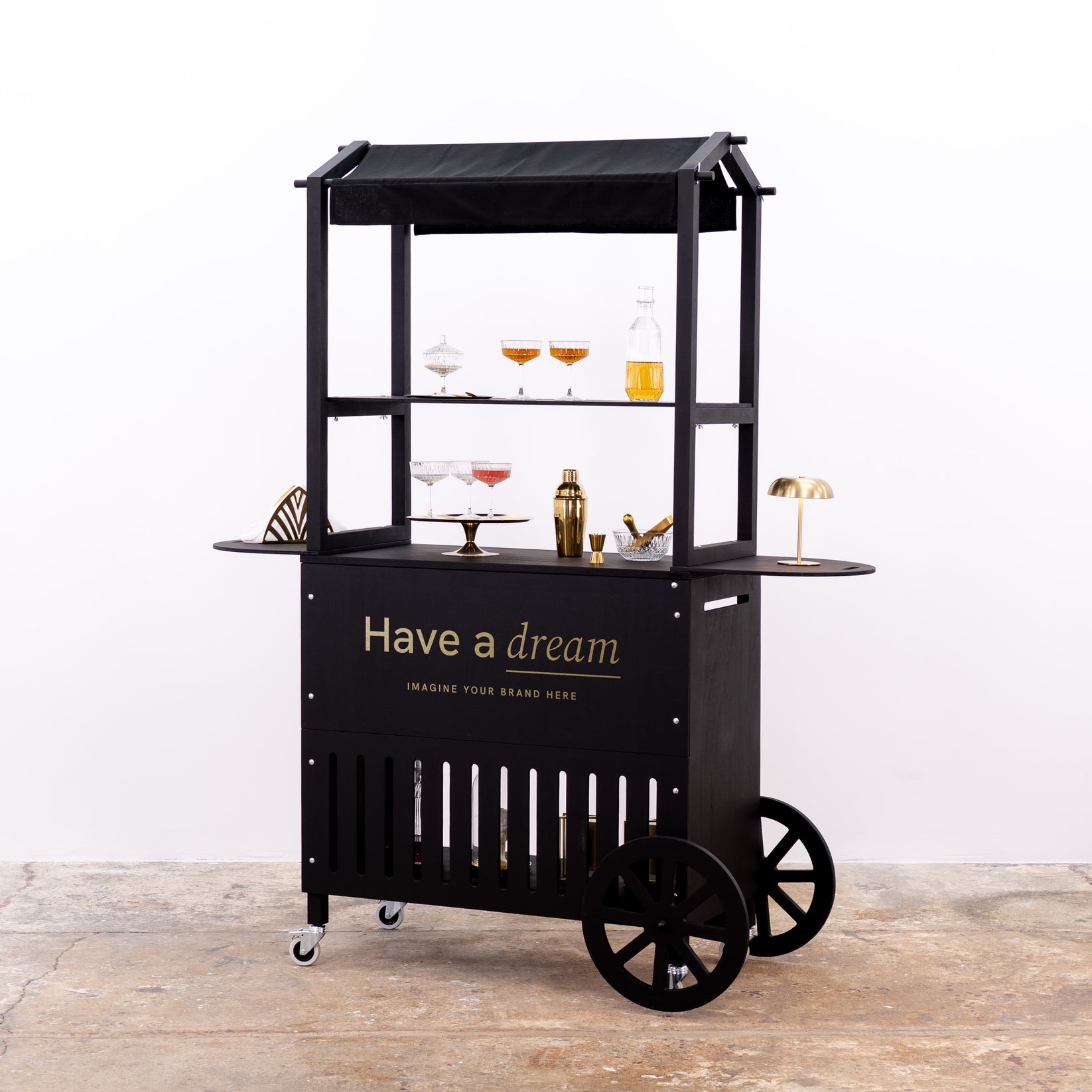 Black Wooden Display Cart | Collapsible Matte Event Booth with Custom ...
