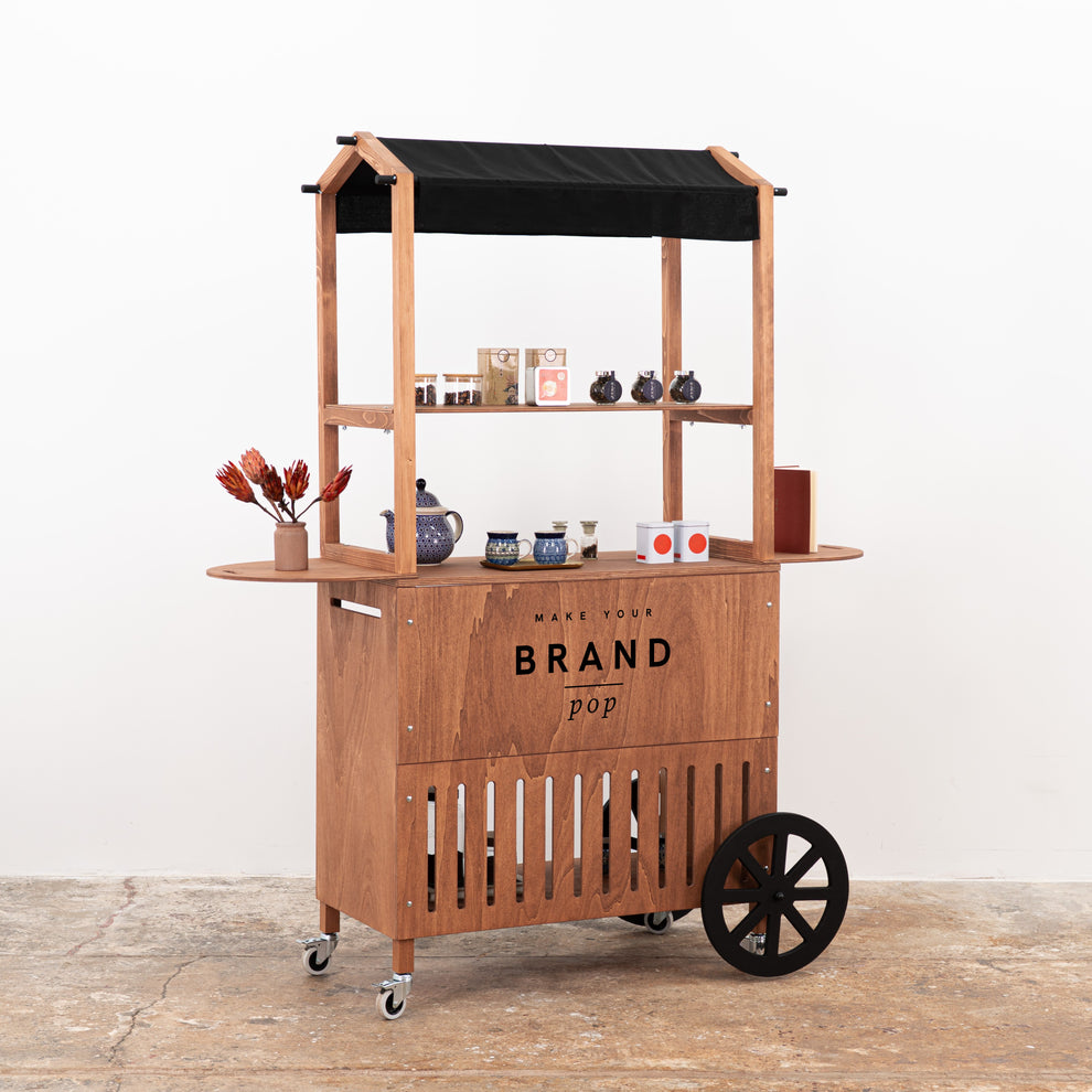Custom Wooden Vendor Cart for Trade Shows & Pop-Ups | Coffee Finish ...