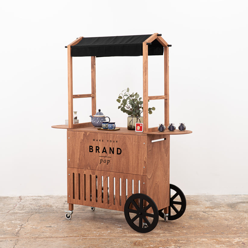 Custom Wooden Vendor Cart for Trade Shows & Pop-Ups | Coffee Finish ...