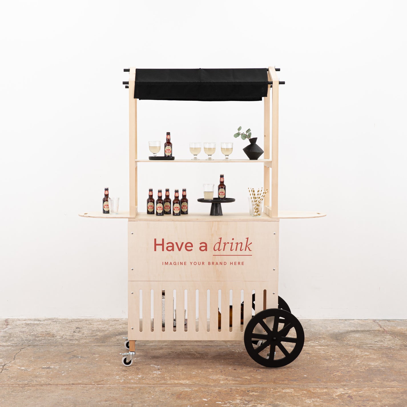 Foldable Wooden Cart for Events | Custom Branded Portable Bar – Milimetry