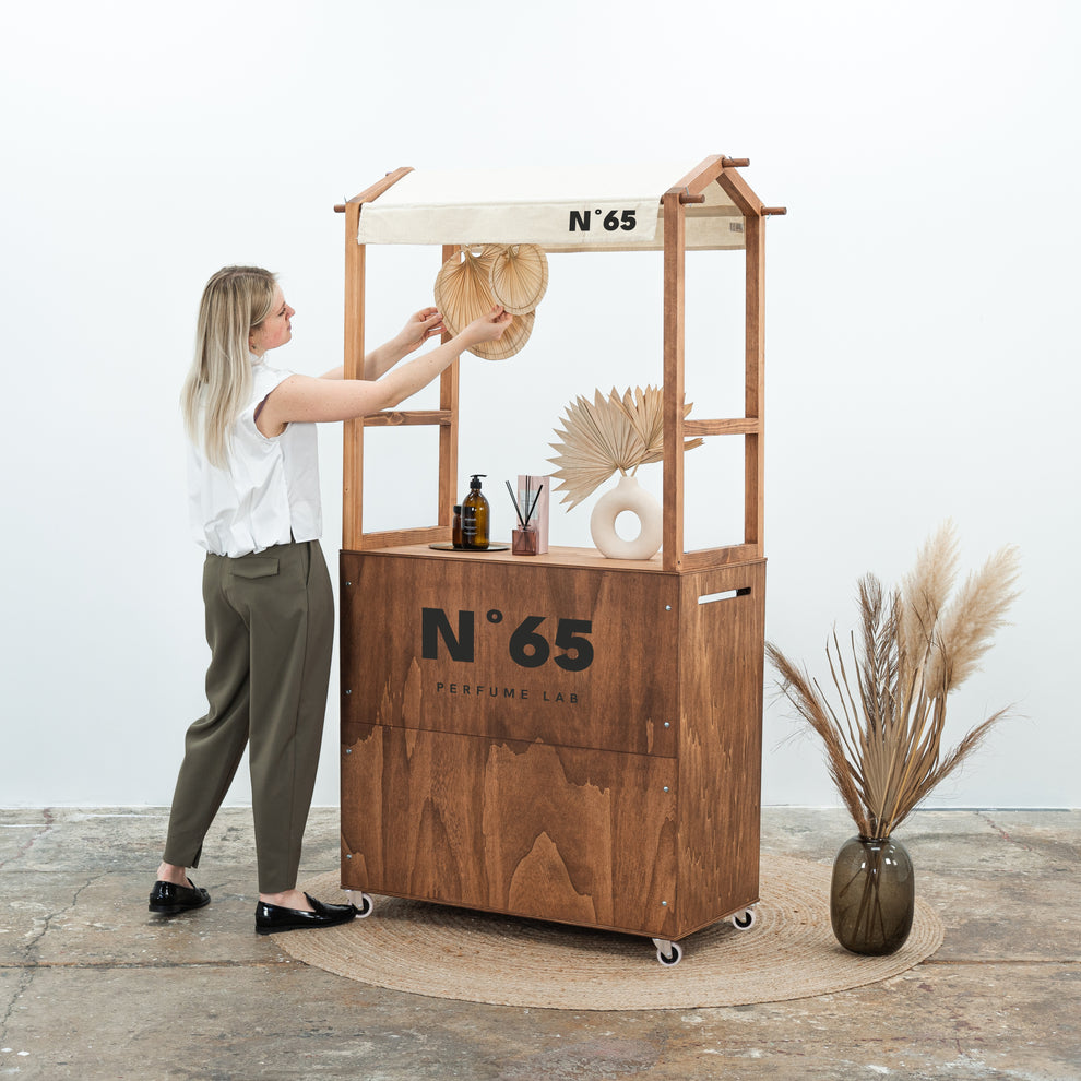 Coffee-Stained Display Cart – Portable Vendor Booth with Branding ...