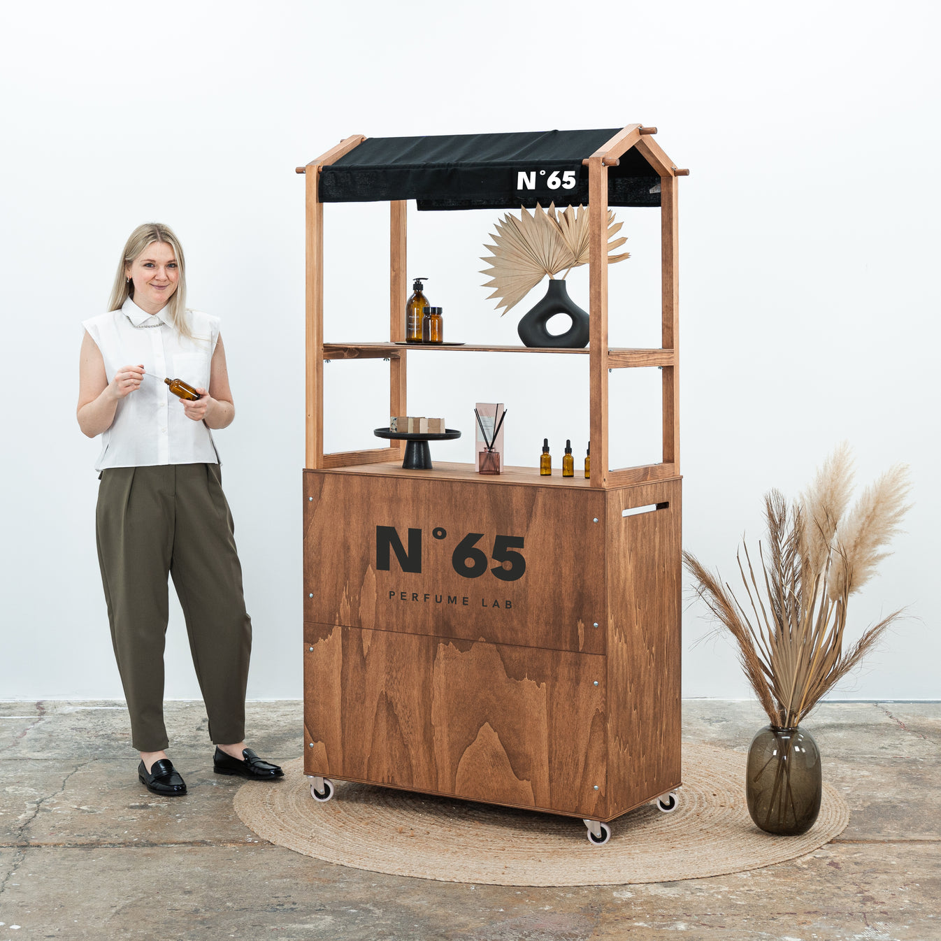Coffee-Stained Display Cart – Portable Vendor Booth with Branding ...