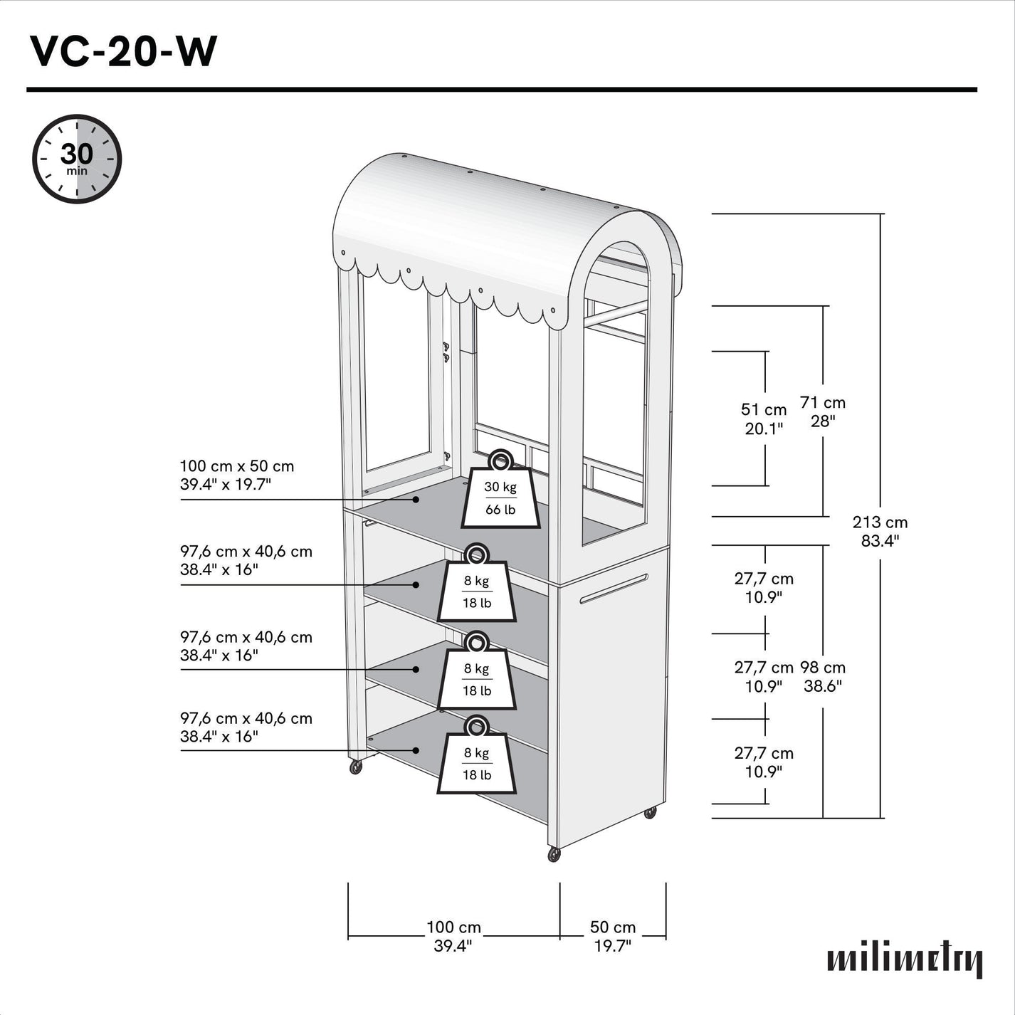 Mobile Catering Kiosk – Collapsible & Fully Customizable – Milimetry