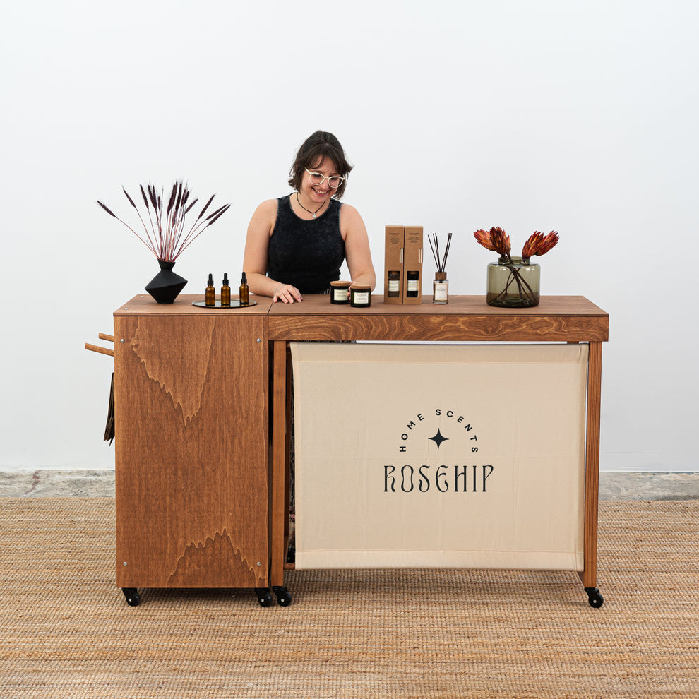 Portable Counter & Table Set – Coffee Finish | Perfect for Trade Shows ...