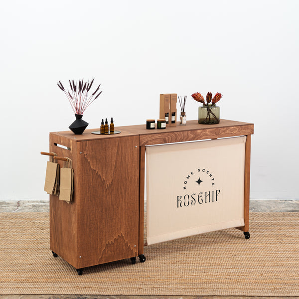 Portable Counter & Table Set – Coffee Finish | Perfect for Trade Shows ...
