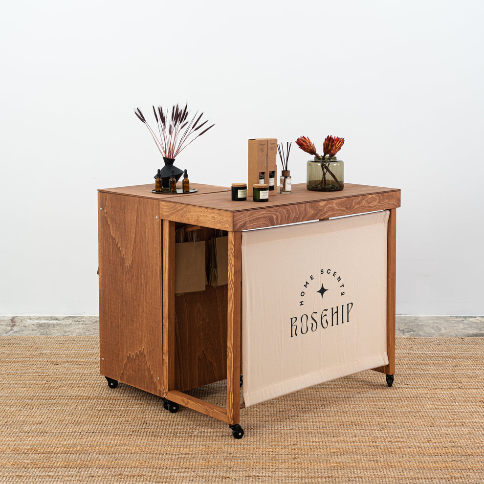 Portable Counter & Table Set – Coffee Finish | Perfect for Trade Shows ...
