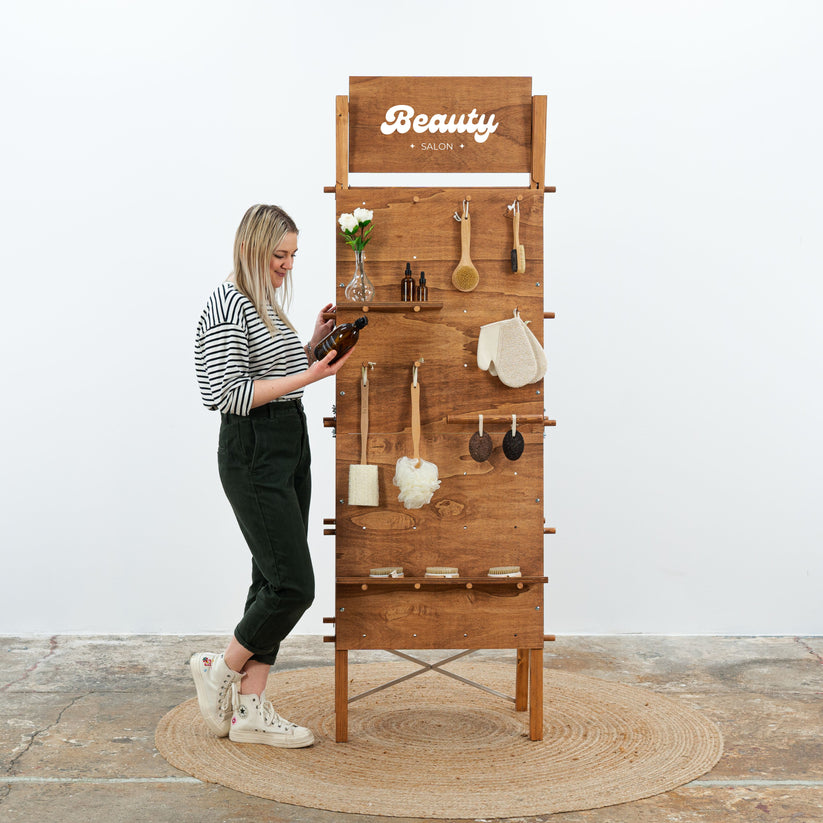 Portable A-frame shelving with pegboard VP-01-CF | coffee color – Milimetry