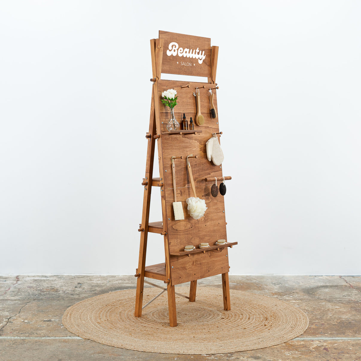 Portable A-frame shelving with pegboard VP-01-CF | coffee color – Milimetry