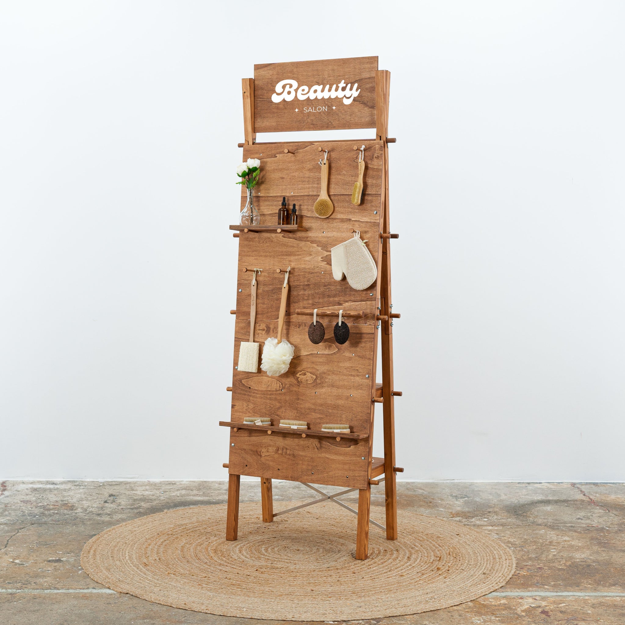 Portable pegboard unit with storage shelves VP-01-CF for jewelry, beau ...
