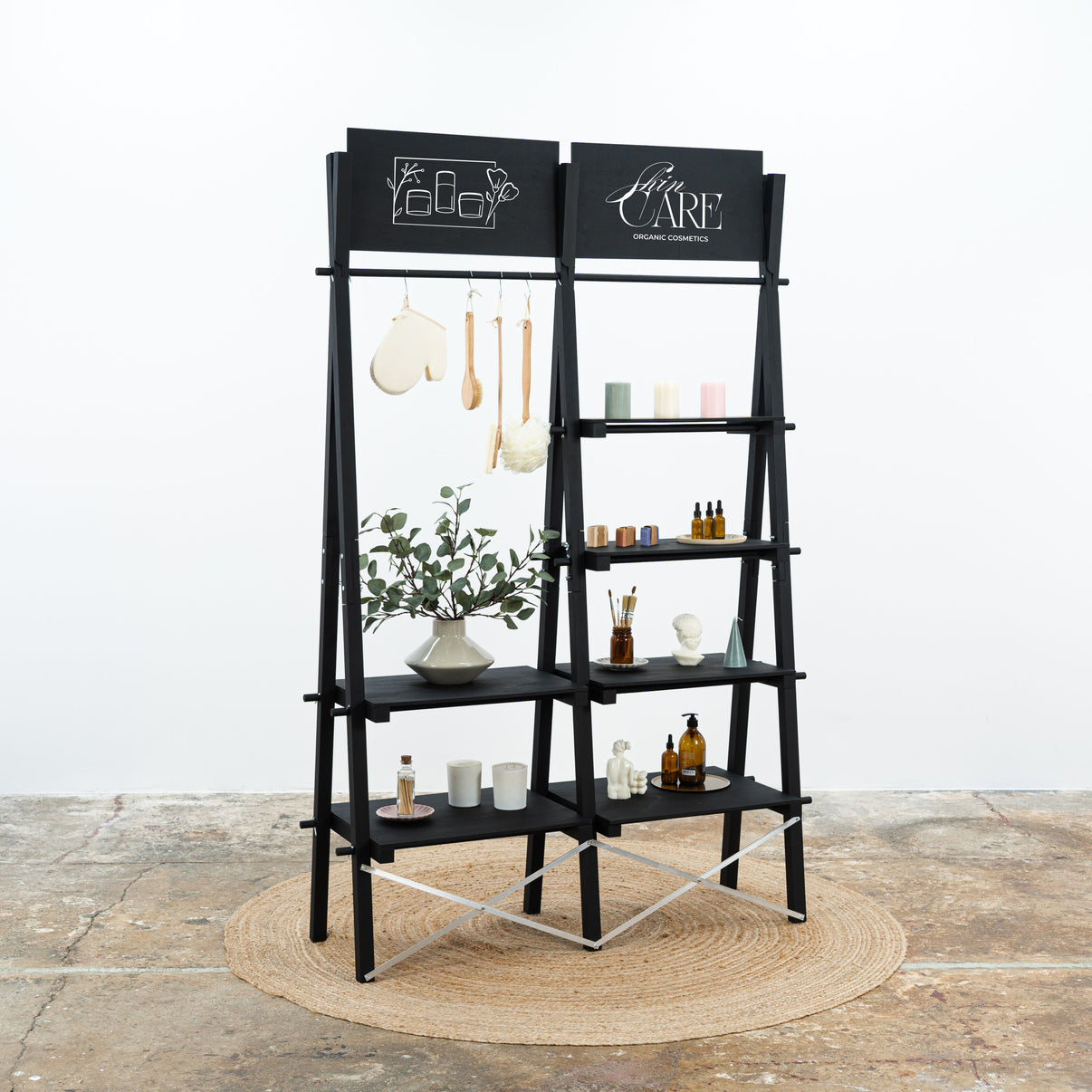 Double Display Stand Black – Trade Fair Vendor Rack – Milimetry