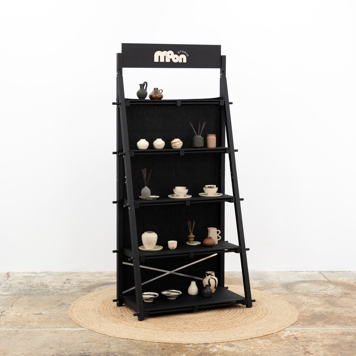 Modern Black Collapsible Display Shelves – Portable & Tool-Free Setup ...