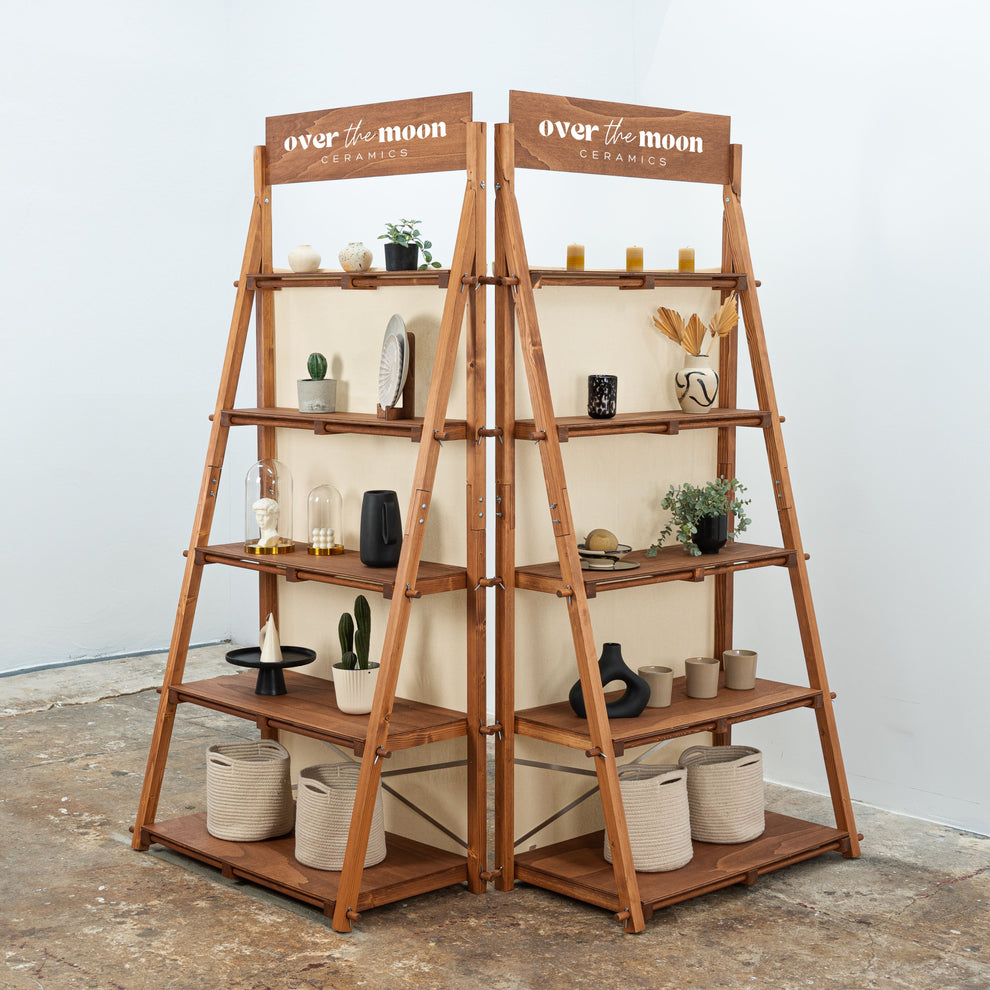 Coffee-Brown Portable Display Shelf – Foldable, Natural Look for Craft ...