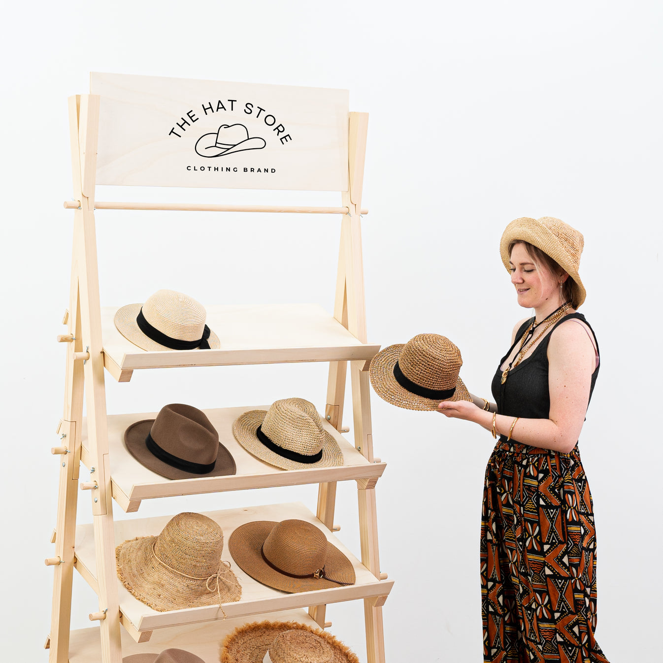 Slanted Shelf Display Unit VS-07-NT | Wooden A-Frame Retail Display ...