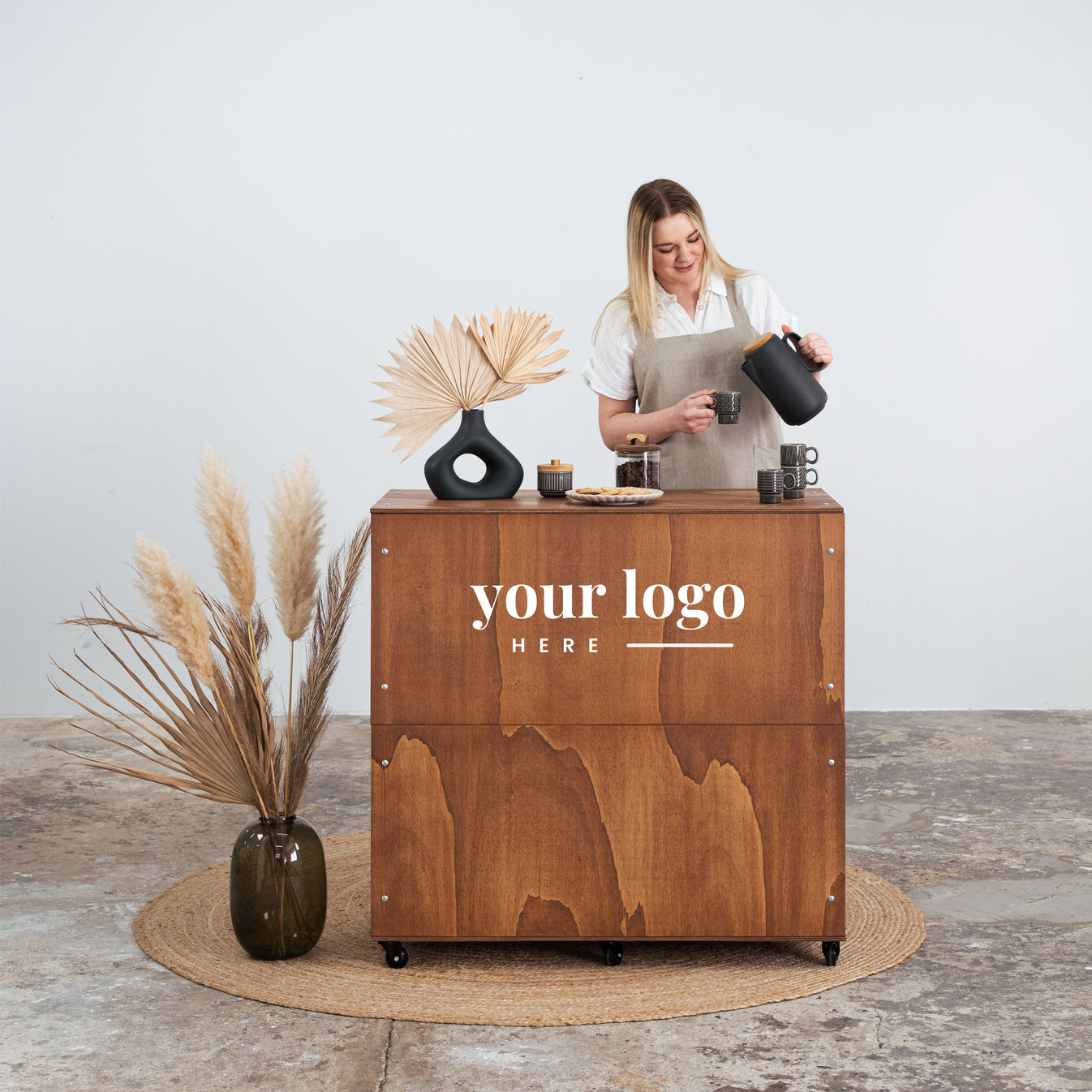 Checkout counter VC-08-W-CF Coffee, portable, collapsible display coun ...