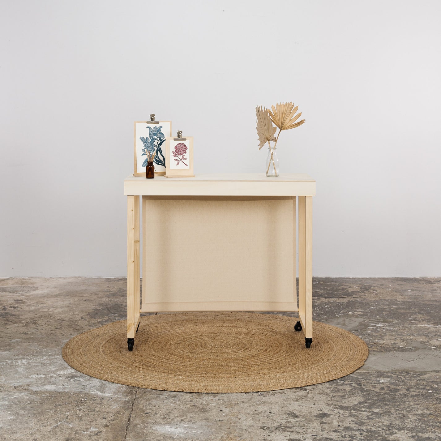 Natural Wood Display Table with Logo Panel – Vendor Checkout Counter ...