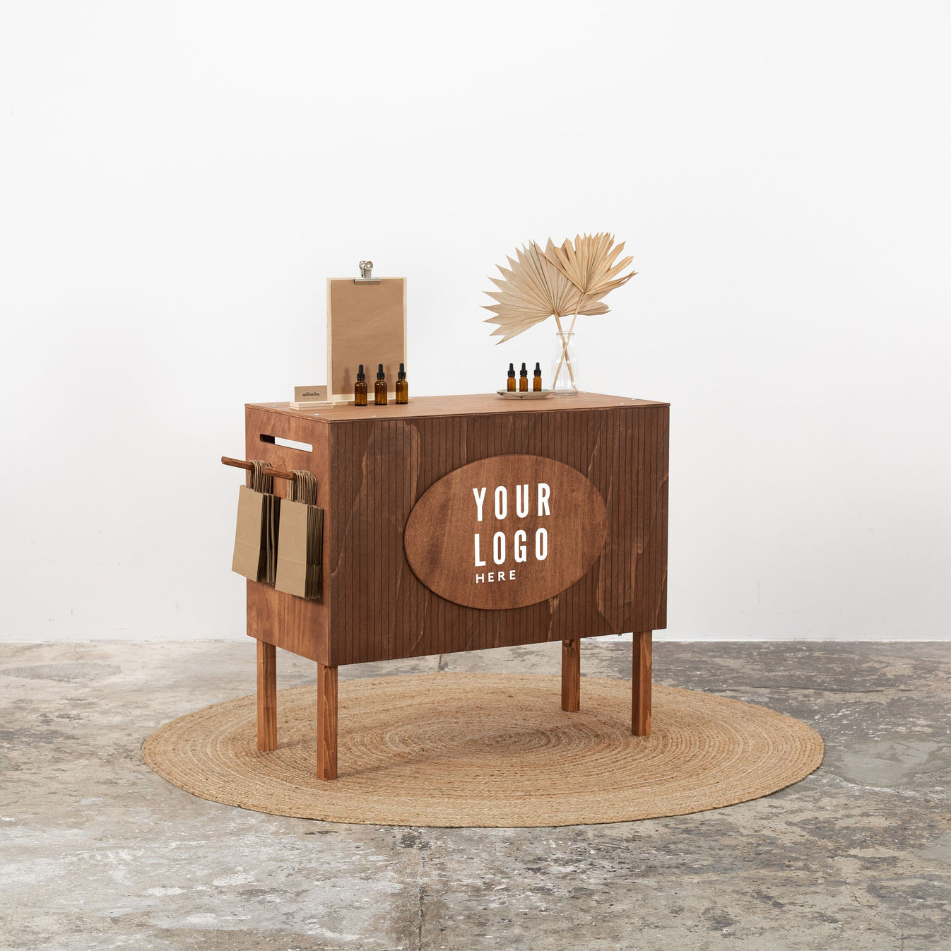 Collapsible Coffee Wooden Checkout Counter with Logo | Trade Show ...