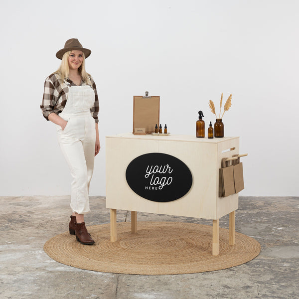 Compact Wooden Checkout Counter – Collapsible, Portable & Customizable ...