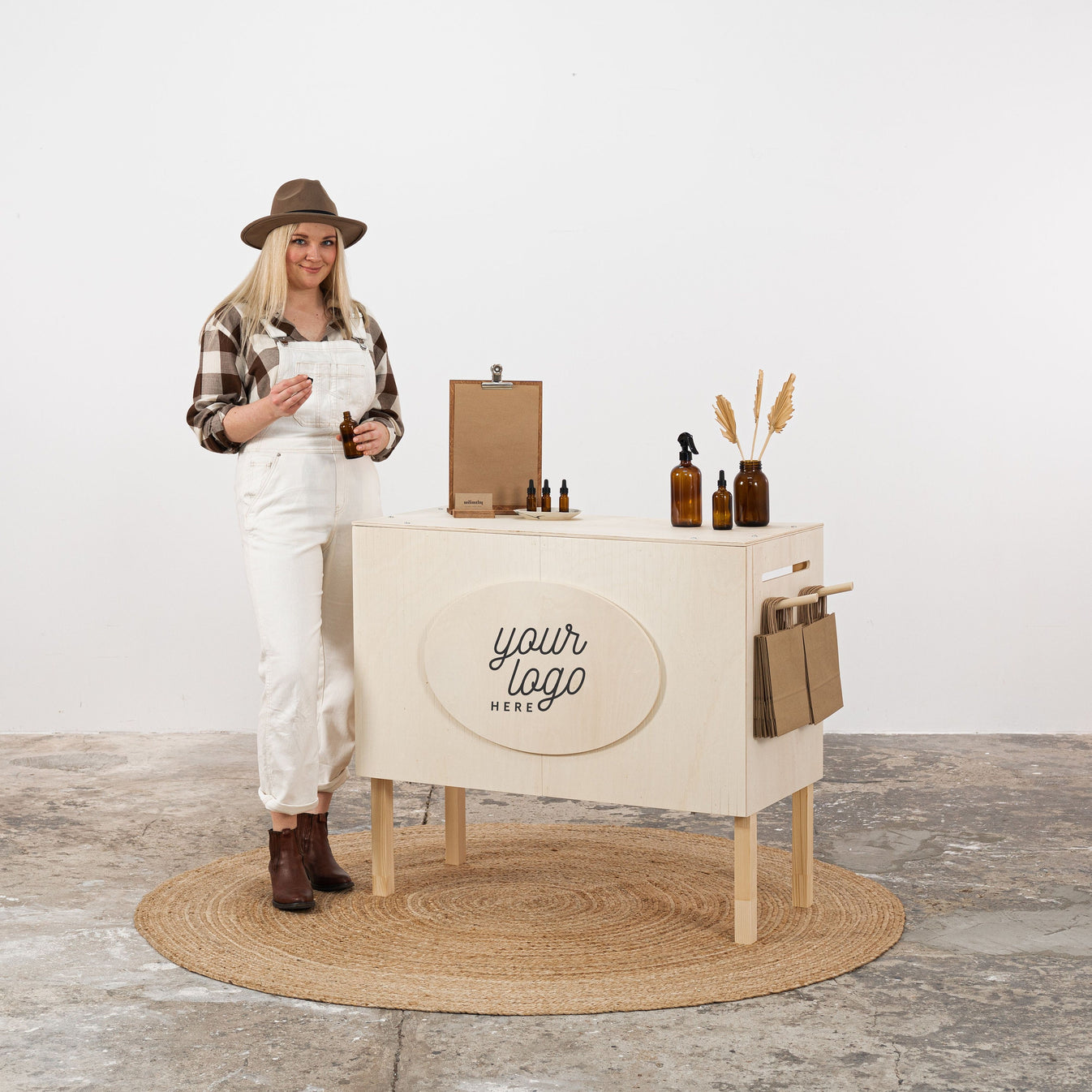 Compact Wooden Checkout Counter – Collapsible, Portable & Customizable ...