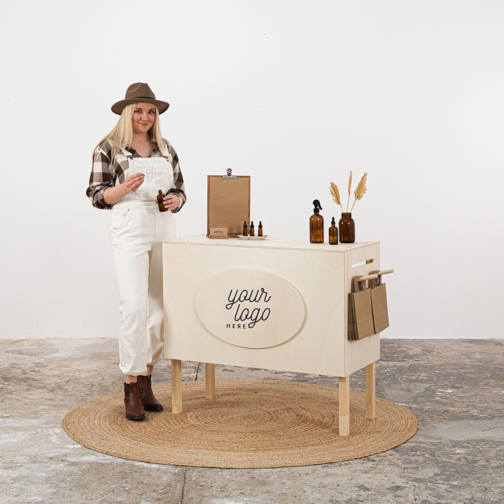 Compact Wooden Checkout Counter – Collapsible, Portable & Customizable ...